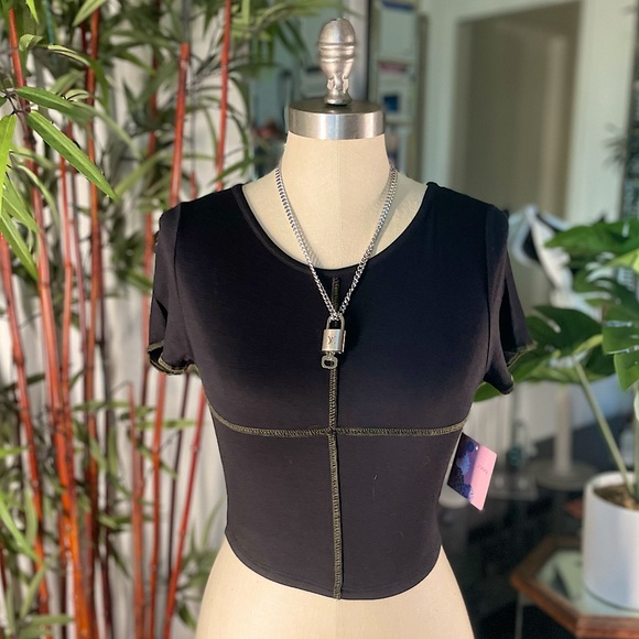 Tops | Y2k Trending Black Fitted Top Size S | Poshmark
